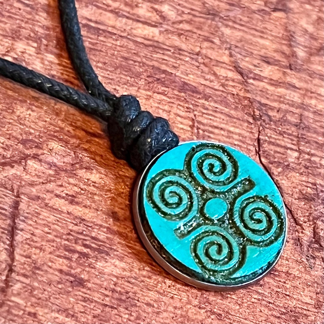 Cherokee Symbol for Strength Wood Engraved Metal Bezel Pendant Charm ...