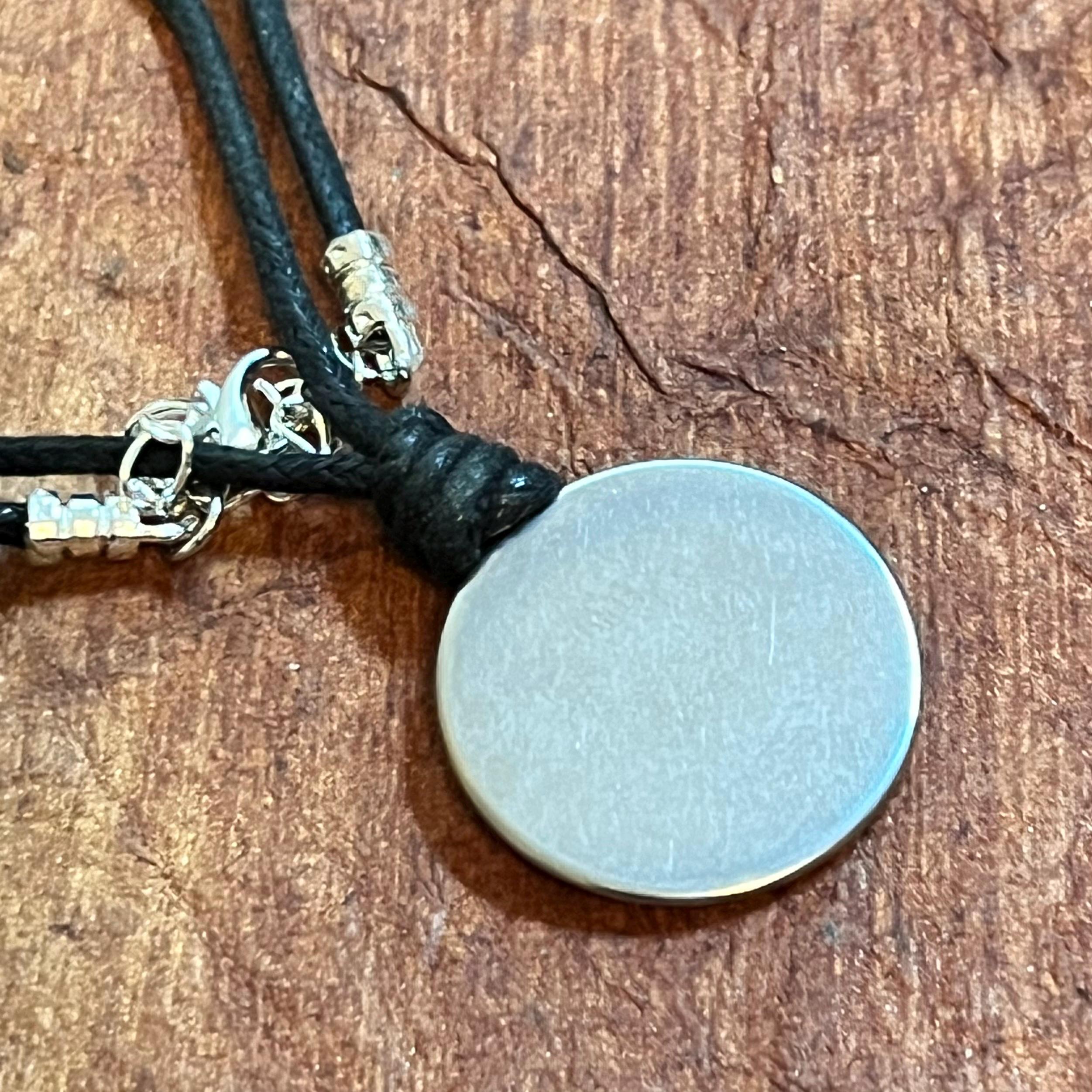 Cherokee Nation Wood Engraved Metal Bezel Pendant Charm Black Cord ...