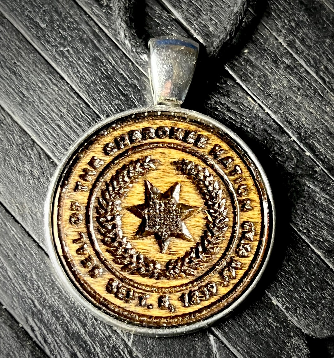 Cherokee Nation Engraved Wood Charm Cord Necklace.. - Etsy