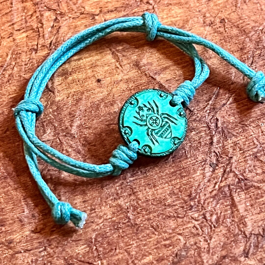 Cherokee Water Spider Symbol All Wood 1 Inch Engraved Pendant Teal Cord ...