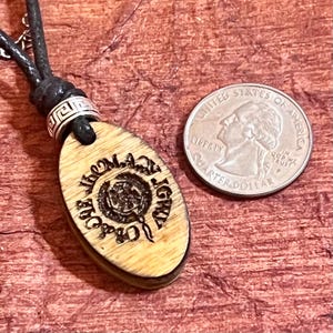 Cherokee Nation Symbol Wood Engraved Pendant Cord Necklace With Clasp ...