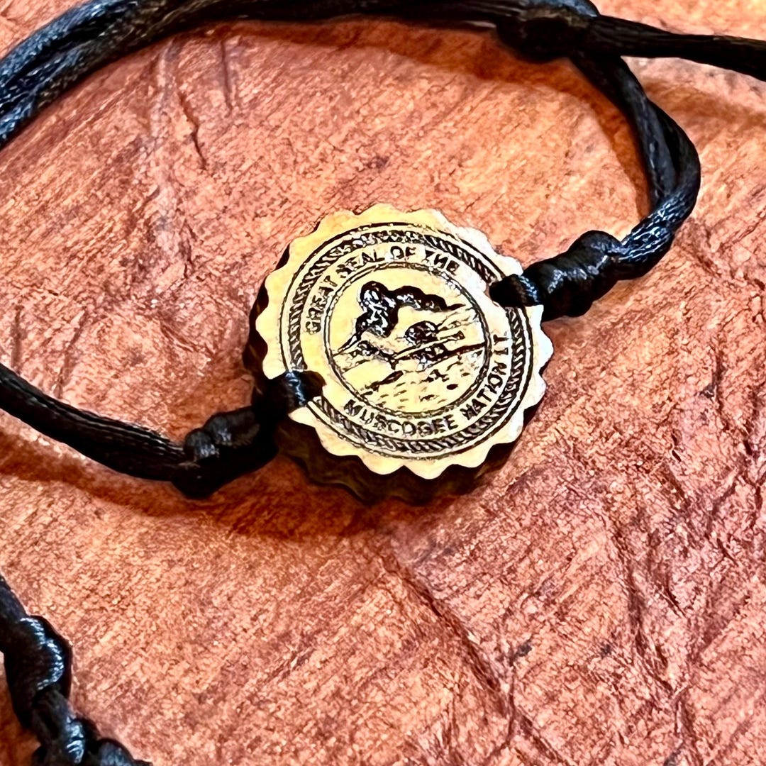 Muscogee Creek Nation 1 Inch All Wood Engraved Pendant Adjustable Black ...