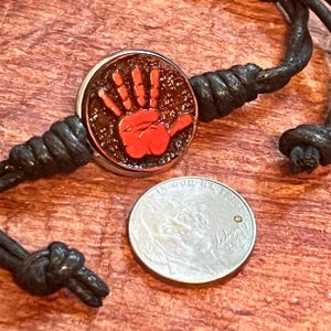 Native American Red Hand Mmiw Symbol Wood Engraved Metal Bezel Pendant ...