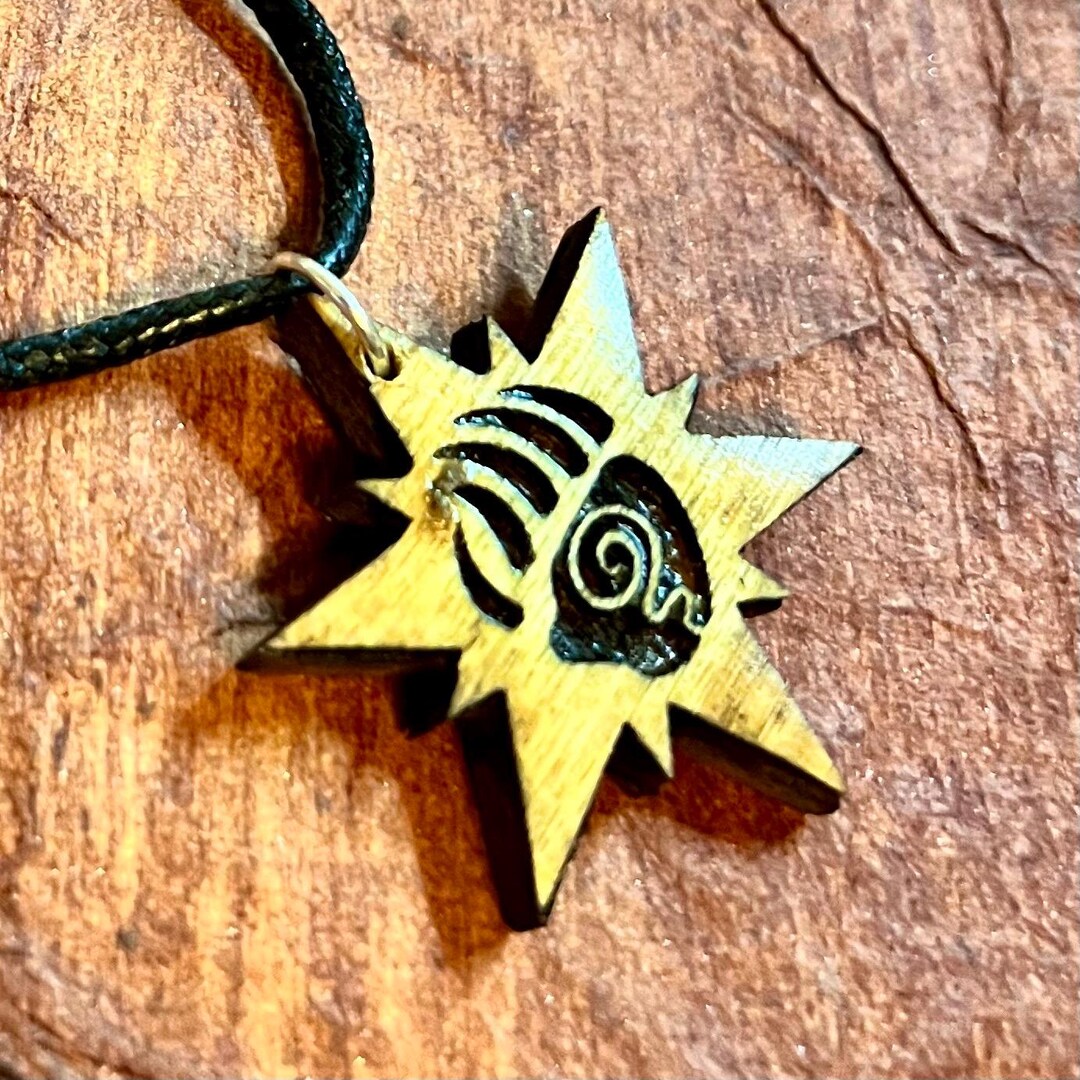 Native Bear Paw Symbol Star Wood Engraved Adjustable Black Cord ...
