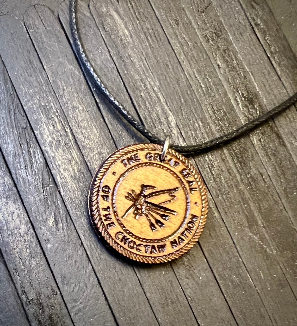 The Choctaw Nation Engraved Wood Charm Cord Necklace - Etsy