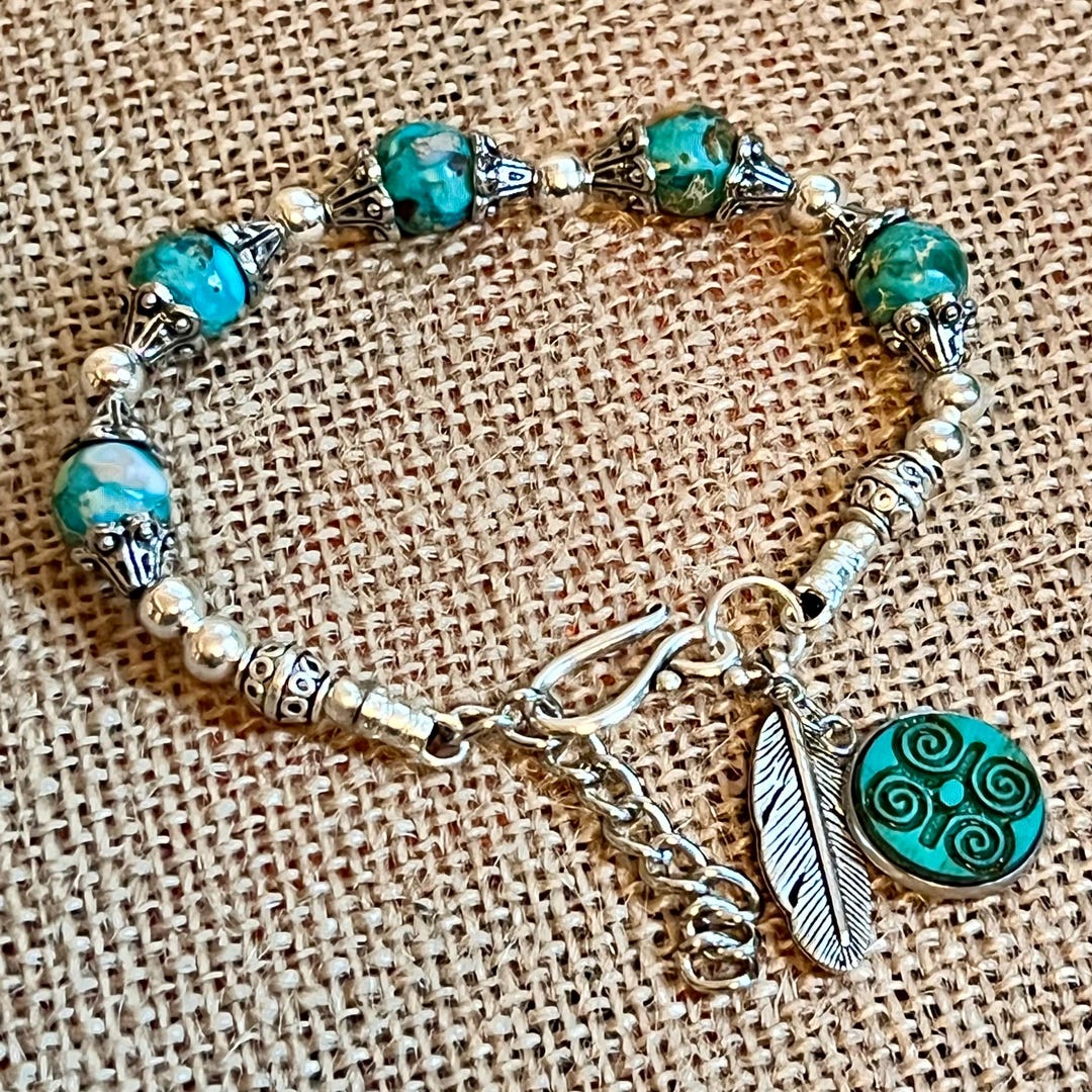 Cherokee Symbol for Strength Leopard Jasper and Metal Beads. Beaded ...