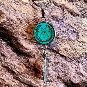 Cherokee Symbol Wood Engraved 20 Mm Metal Bezel Pendant With Metal Drop ...