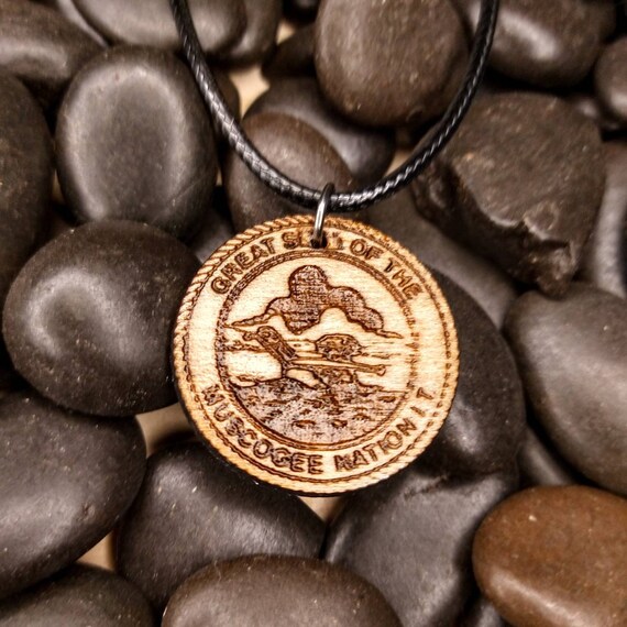 Muscogee Creek Nation Engraved Wood Charm Cord Necklace - Etsy