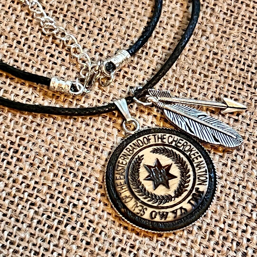 The Eastern Band of the Cherokee Nation Wood Engraved Metal Bezel ...