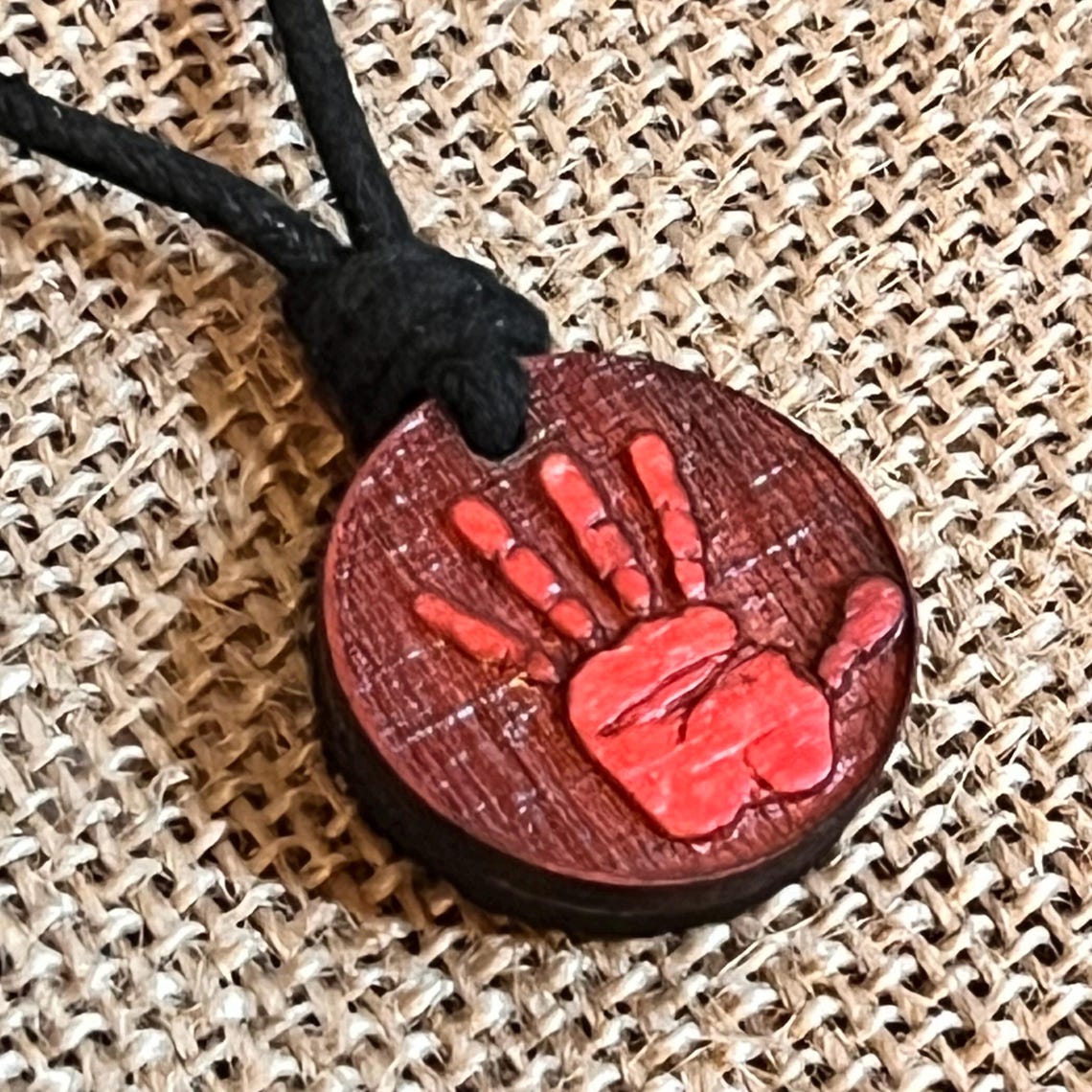 Indigenous Red Hand Mmiw Symbol 2 Sided Wood Engraved Pendant Charm ...