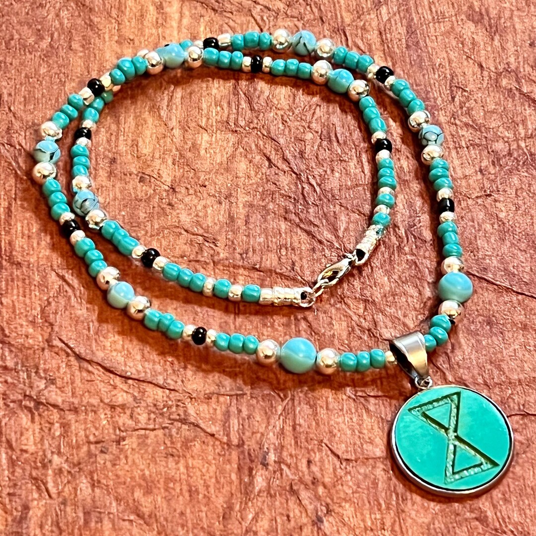 Sioux Nation Symbol Glass Seed and Turquoise Hematite Beads Wood ...