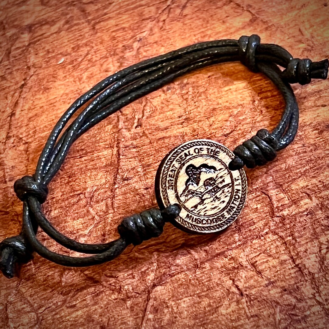 Muscogee Creek Nation 1 Inch All Wood Engraved Pendant Adjustable Cord ...