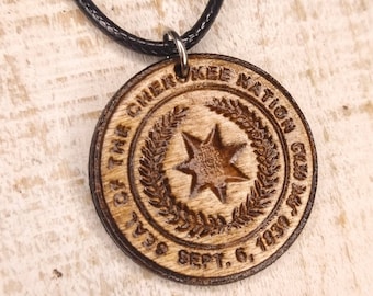 Cherokee Nation Engraved Wood Charm Chain Necklace.. - Etsy