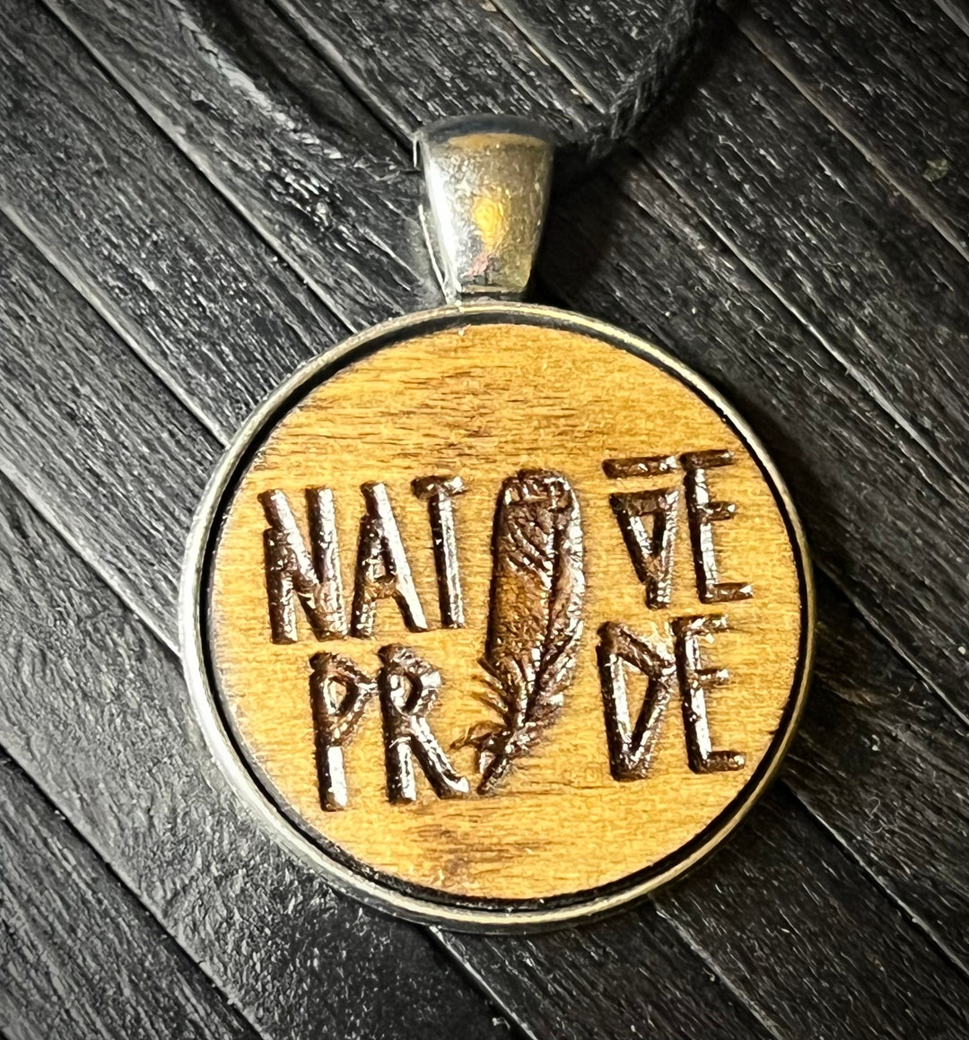 Native Pride Engraved Wood Charm Cord Necklace.. - Etsy