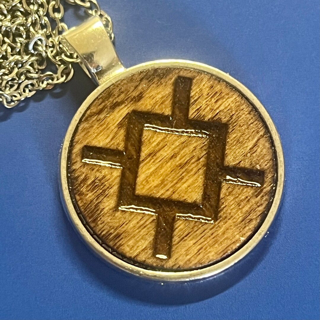 Cheyenne Nation Wood Engraved Charm With Metal Bezel Chain Necklace - Etsy