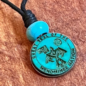 Menominee Nation Symbol Engraved Wood Metal Bezel Pendant Charm ...