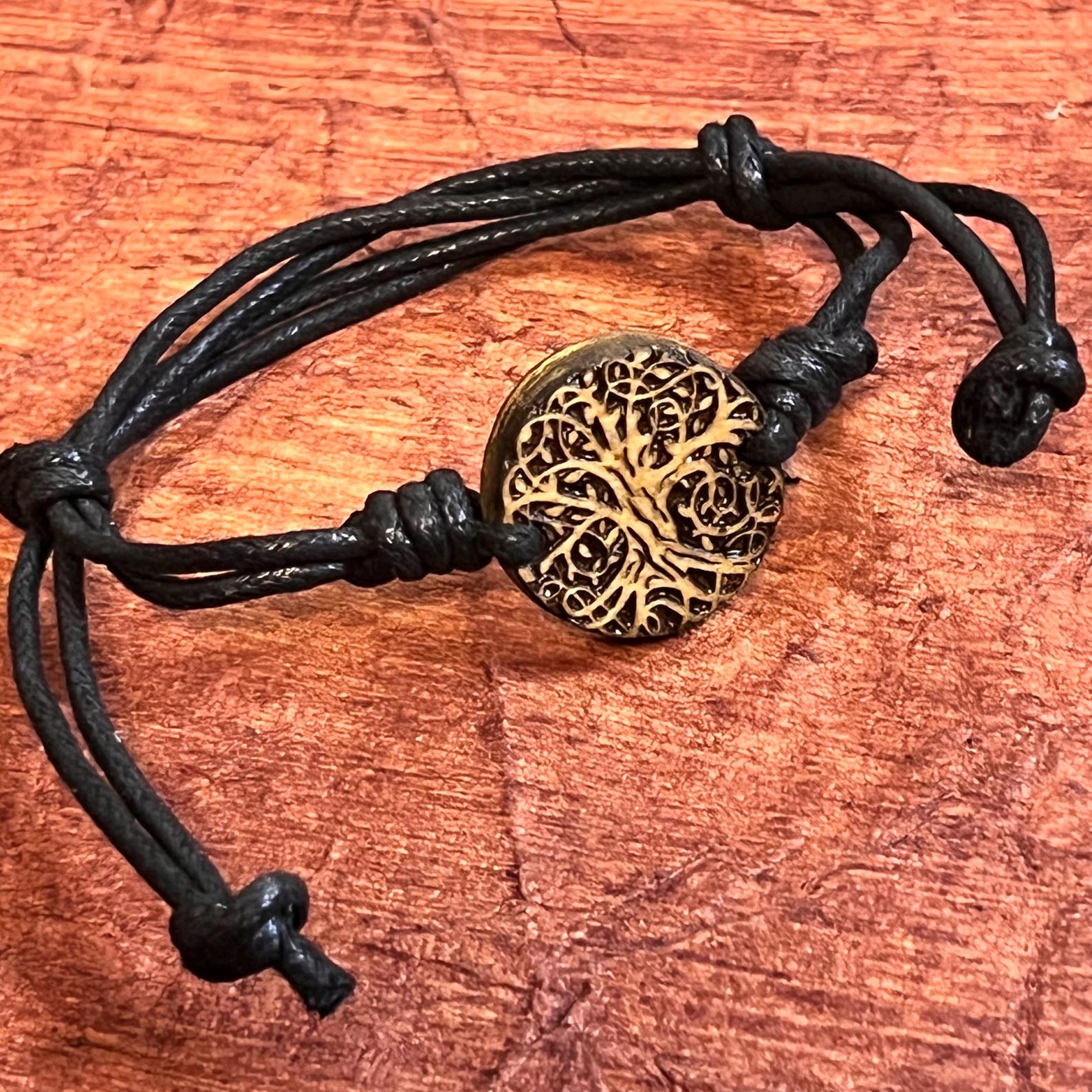 Tree of Life All Wood Pendant Engraved Adjustable Cord Bracelet - Etsy