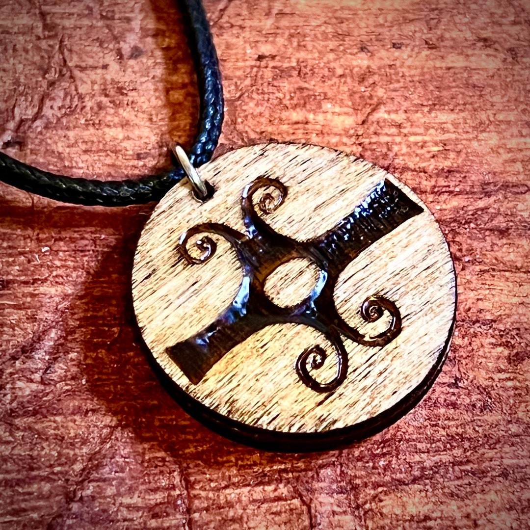 Cherokee Symbol for Strength Wood Engraved Pendant Satin Cord ...