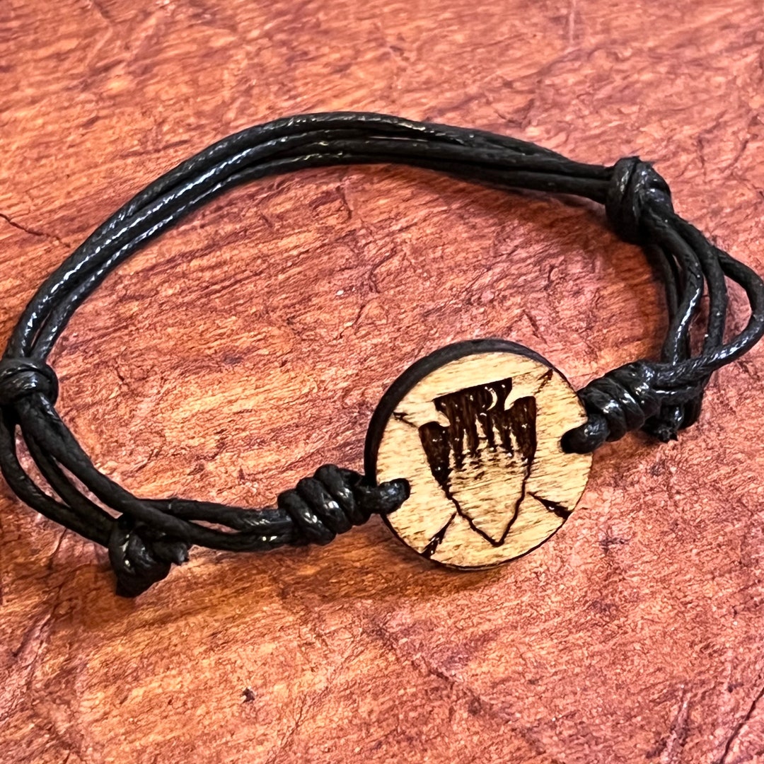 Arrowhead Wilderness All Wood Engraved 1inch Pendant Adjustable Black ...