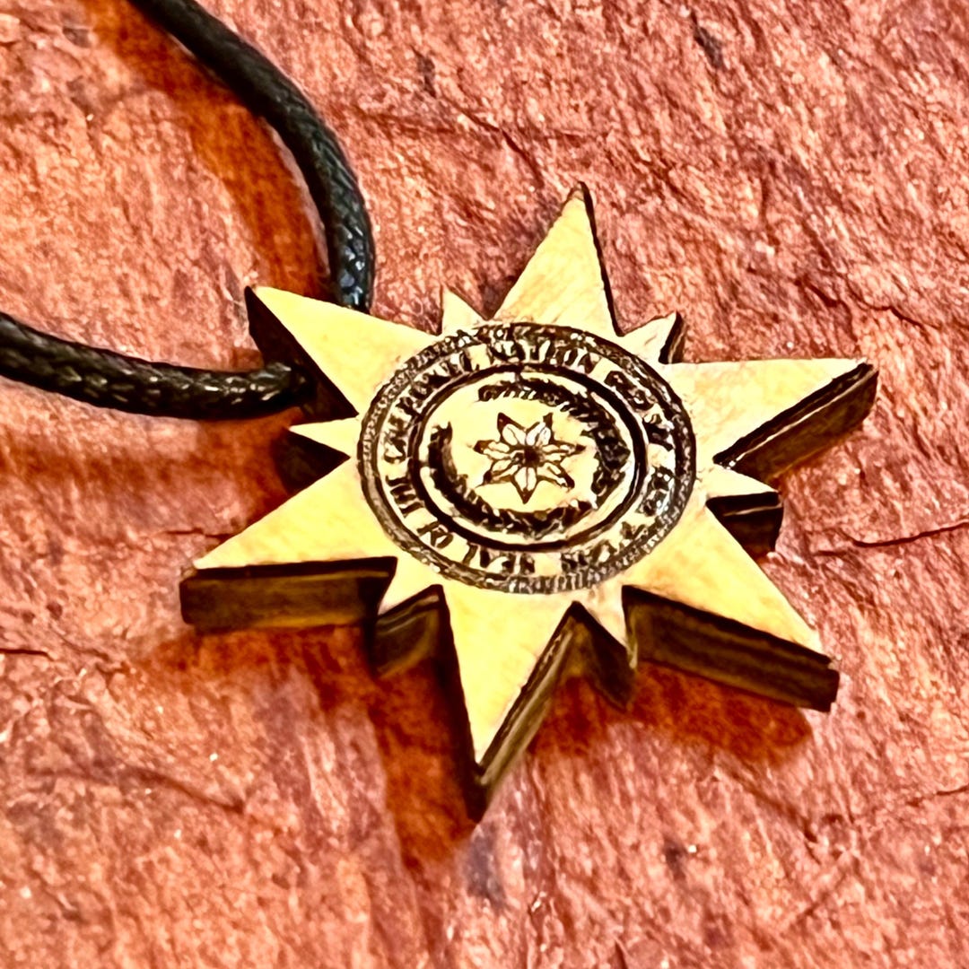 Cherokee Nation Wood Engraved Star Pendant Charm Adjustable Black Cord ...