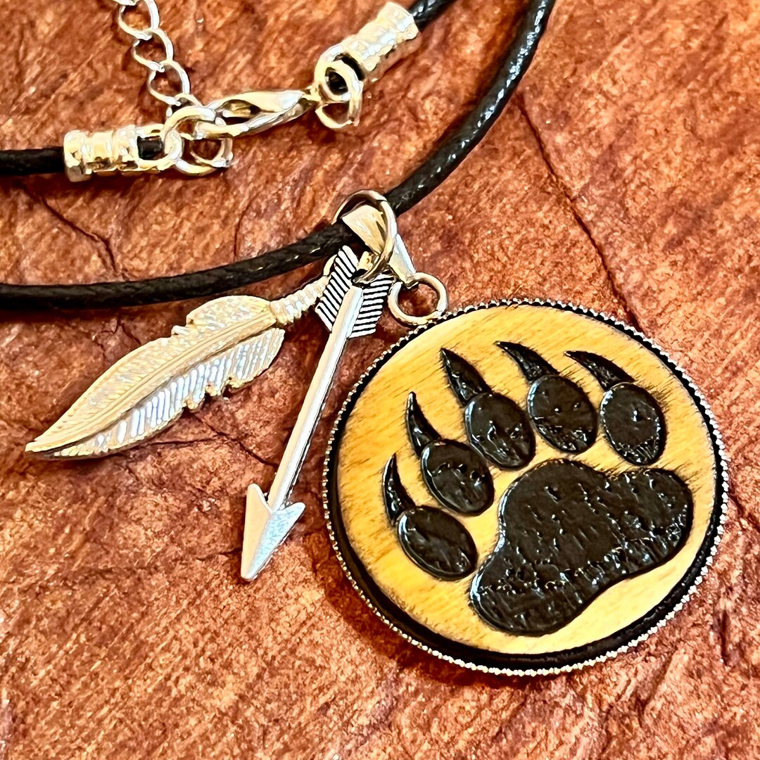 Bear Paw Native Symbol for Bravery and Encourage Wood Engraved Metal ...