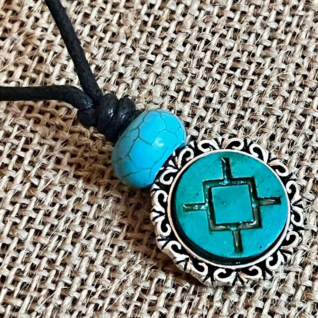 Cheyenne Nation Symbol Engraved Wood Metal Bezel Pendant Charm ...