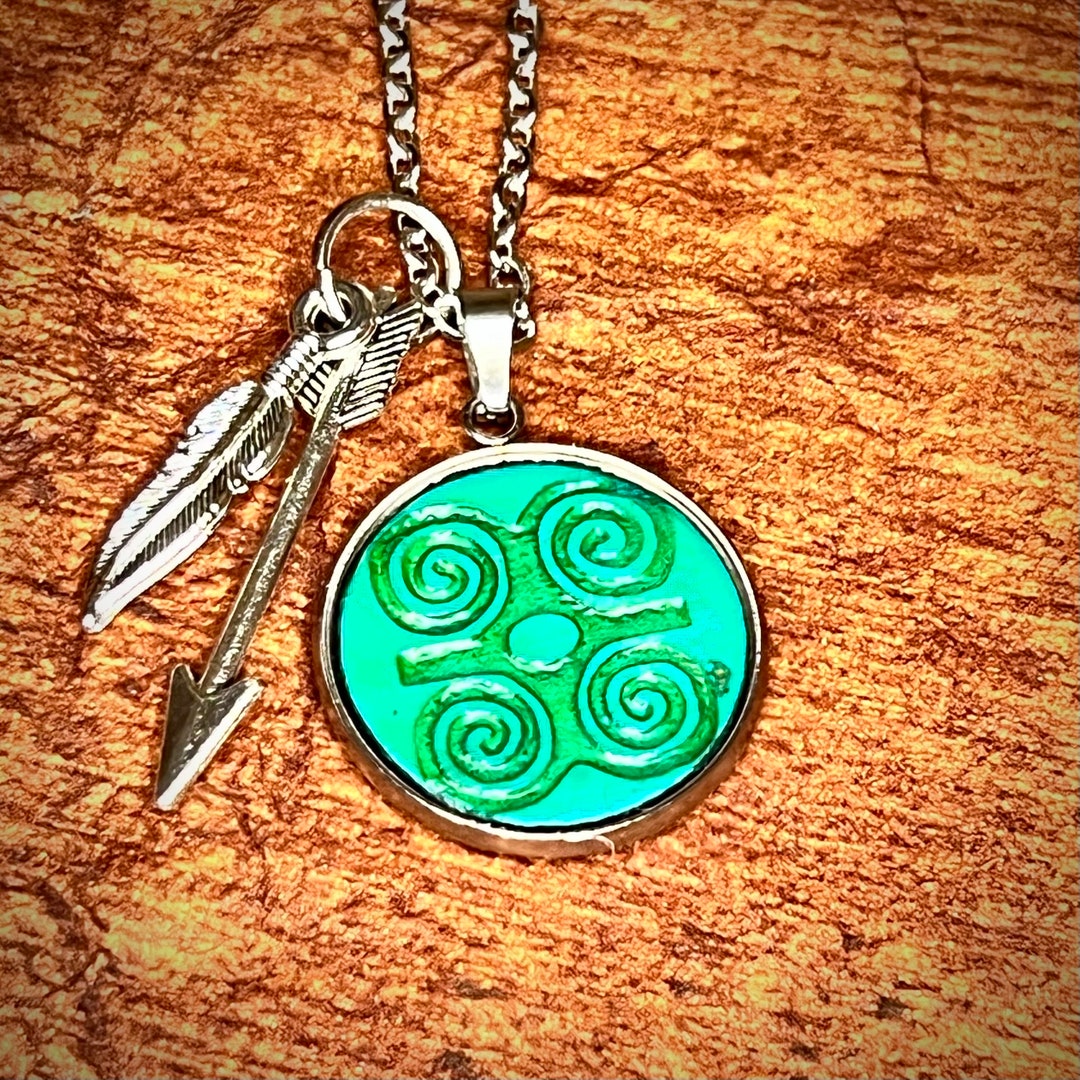 Cherokee Symbol for Strength Wood Engraved 20 Mm Metal Bezel Pendant ...