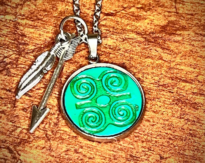 Cherokee Symbol for Strength Wood Engraved 20 Mm Metal Bezel Pendant ...