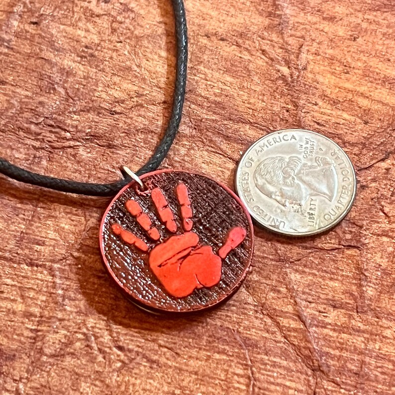 Indigenous Red Hand Mmiw Symbol 30mm Wood Engraved Pendant Adjustable ...