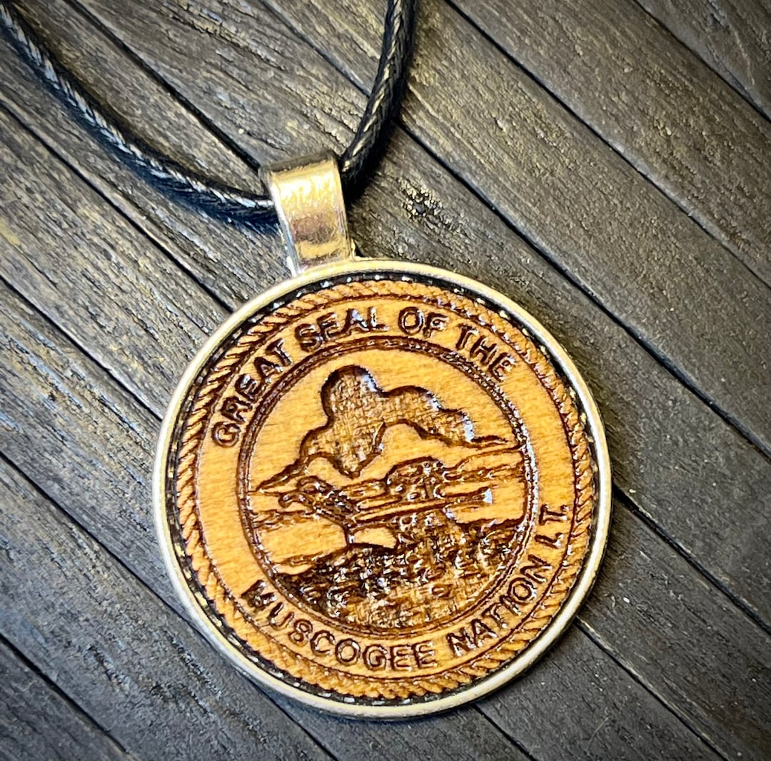 Muscogee Creek Nation Engraved Wood Charm Cord Necklace.. - Etsy