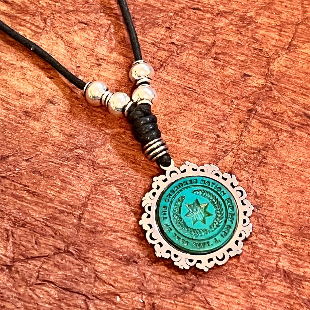 Cherokee Nation Inspired Wood Engraved Stainless Steel Pendant Bezel ...