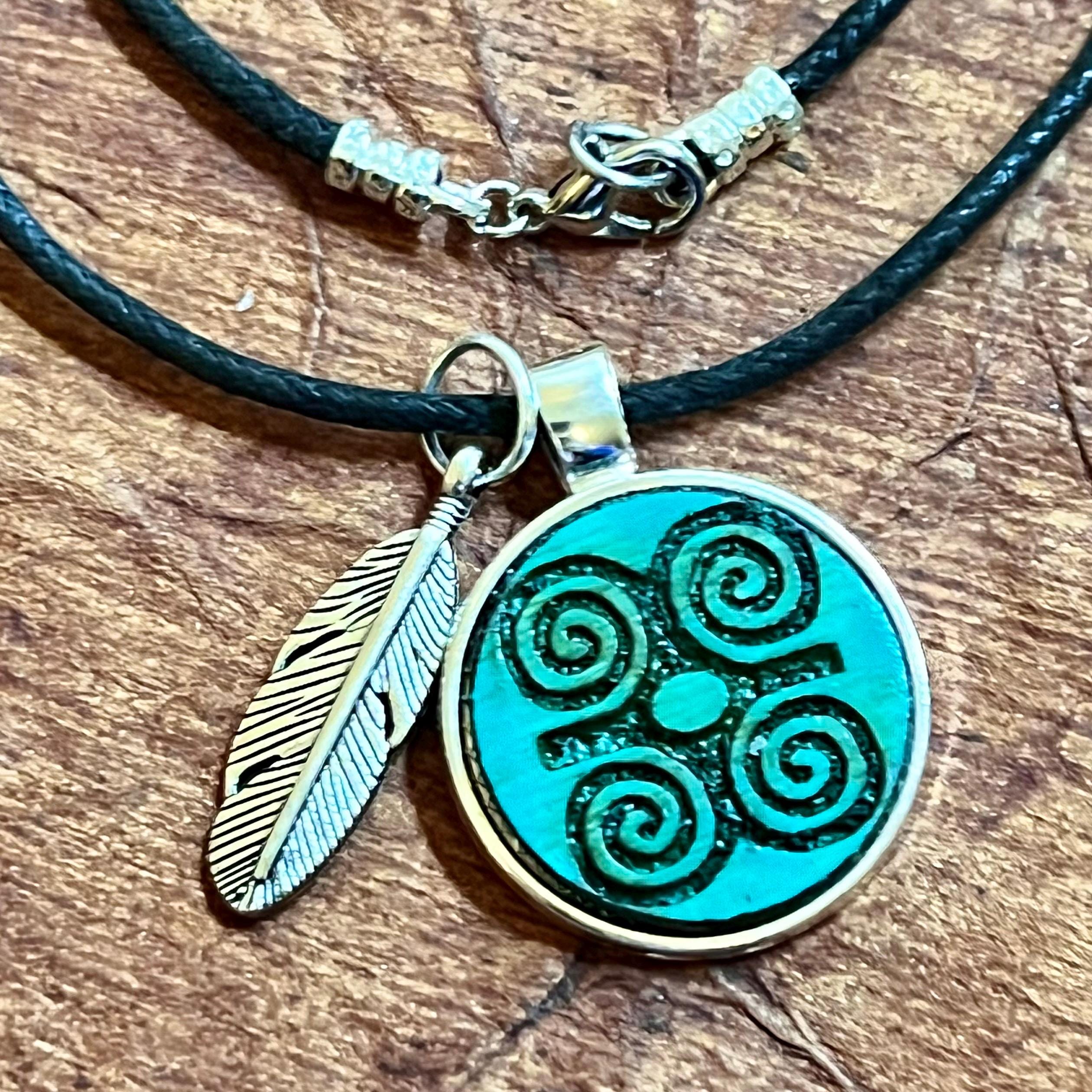 Cherokee Symbol for Strength Wood Engraved Metal Bezel Pendant Charm ...