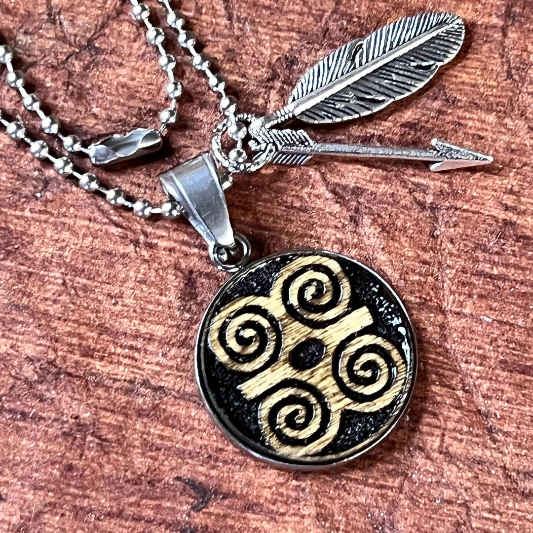 Cherokee Symbol for Strength Engraved Wood Stainless Steel Bezel ...