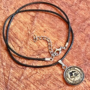 Muscogee Creek Nation Wood Engraved Metal Bezel Pendant Cord Necklace ...