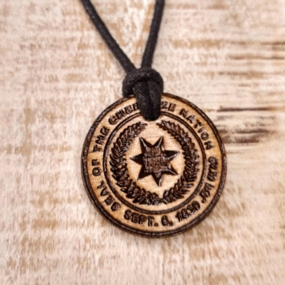 The Cherokee Nation Engraved Wood Charm Cord Necklace - Etsy