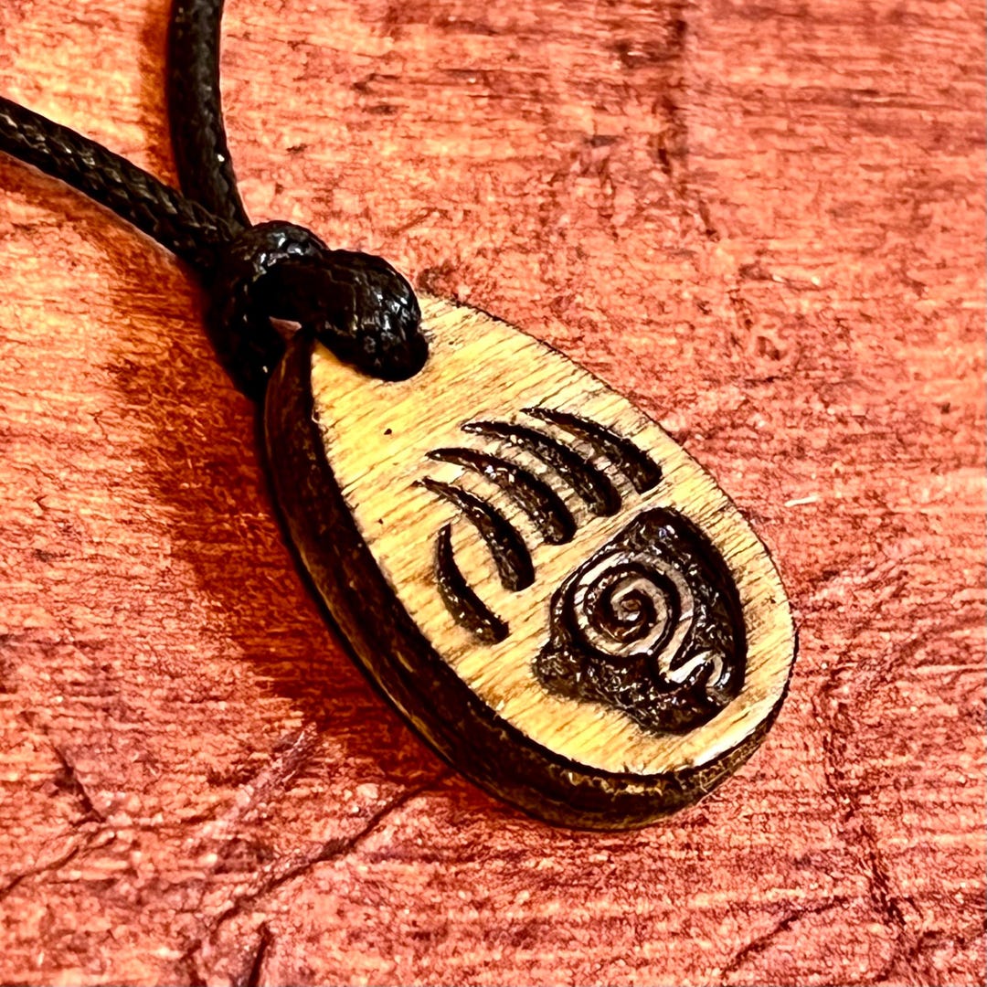 Native American Bear Paw Symbol for Courage Wood Engraved Adjustable ...