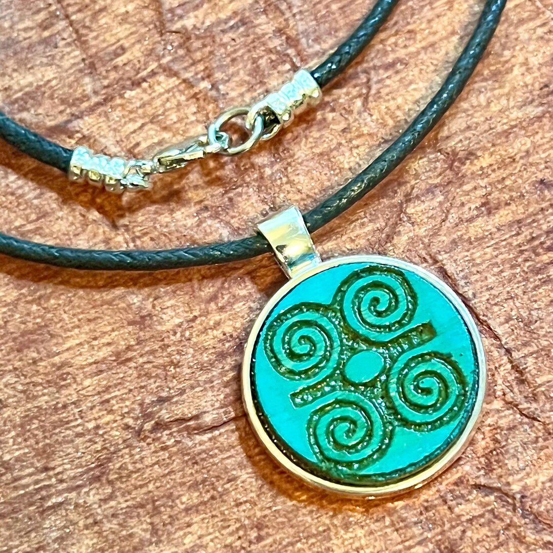 Cherokee Symbol for Strength Wood Engraved Metal Bezel Pendant Charm ...