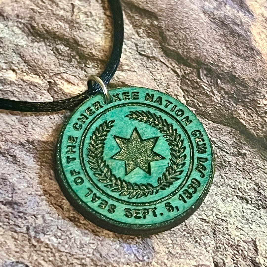 Cherokee Nation Wood Engraved Charm Cord Necklace - Etsy