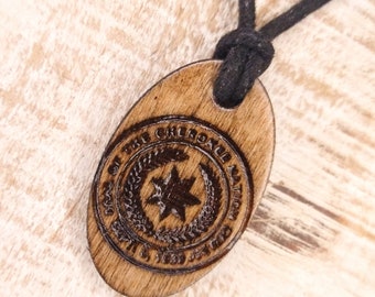 Cherokee Nation Engraved Wood Charm Chain Necklace.. | Etsy