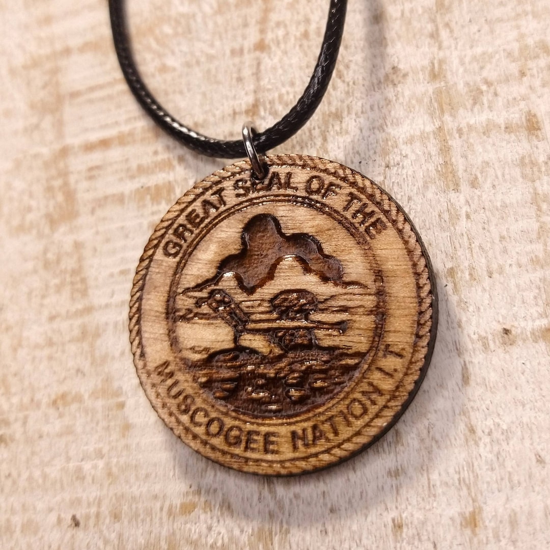 Muscogee Nation Creek Engraved Wood Charm Cord Necklace - Etsy