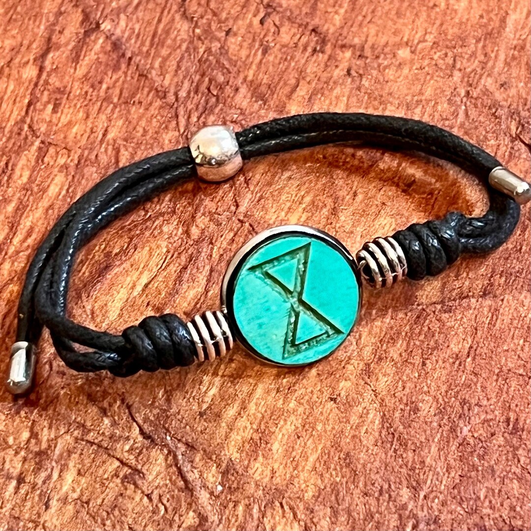 Sioux Nation Symbol Wood Engraved Metal Bezel Pendant Adjustable Cord ...