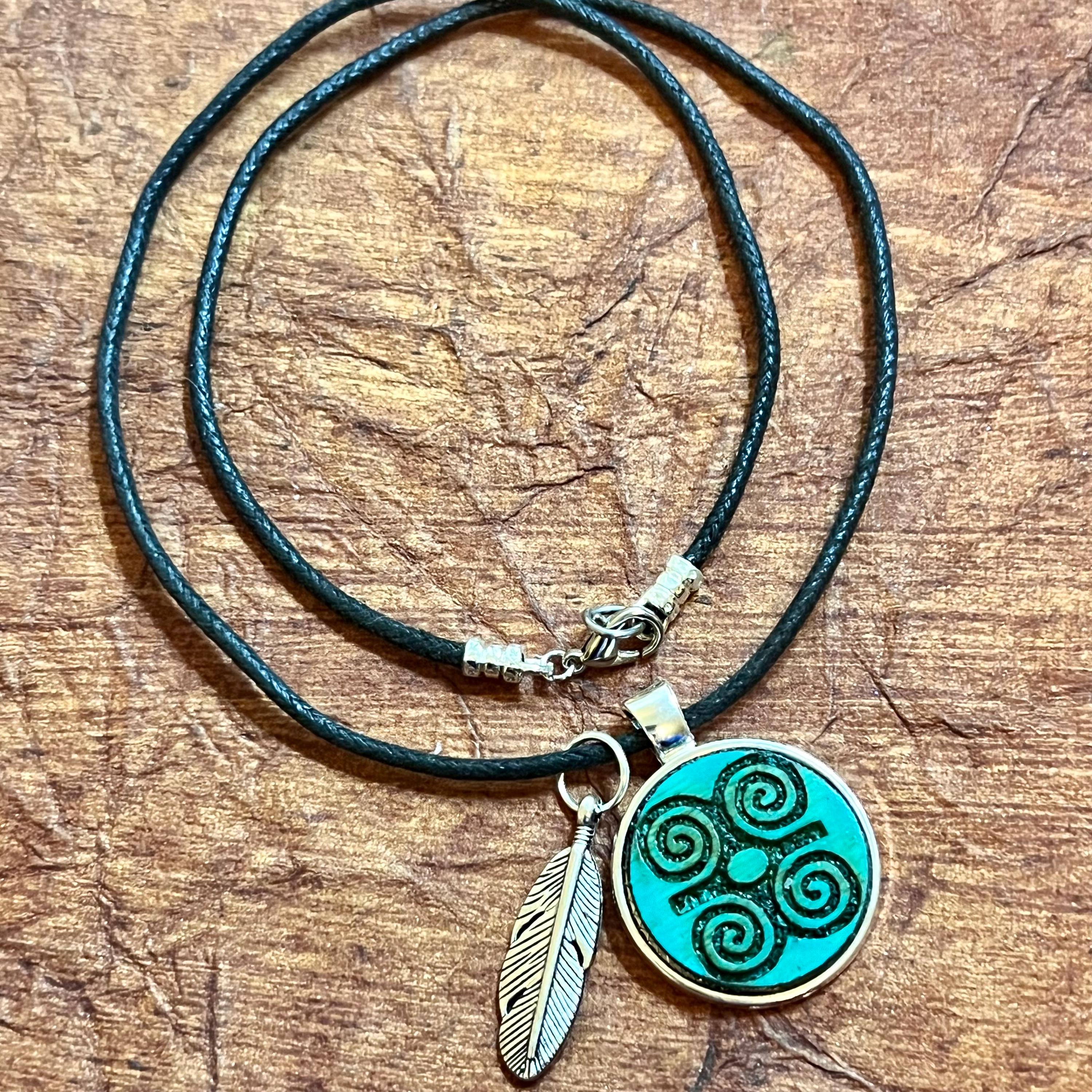 Cherokee Symbol for Strength Wood Engraved Metal Bezel Pendant Charm ...