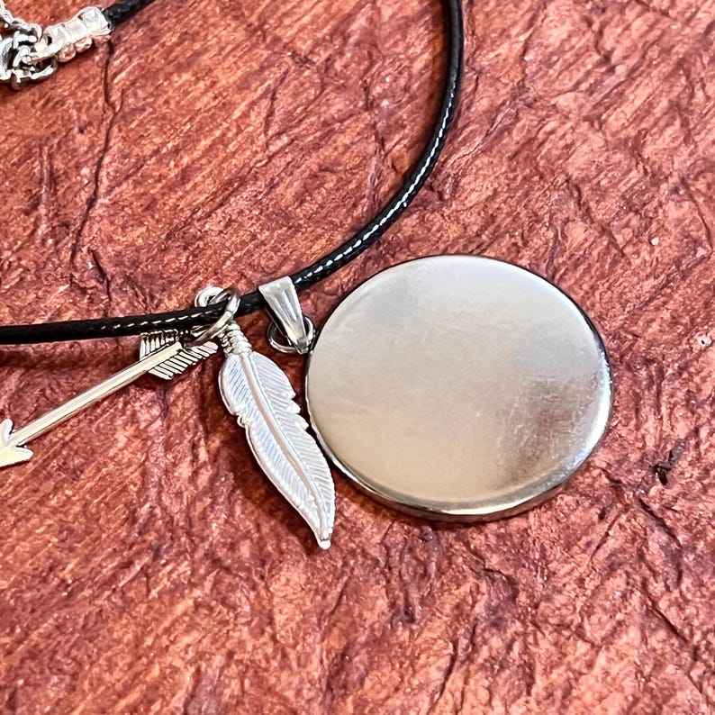 Native American Red Hand MMIW Wood Engraved Metal Bezel Pendant Black ...