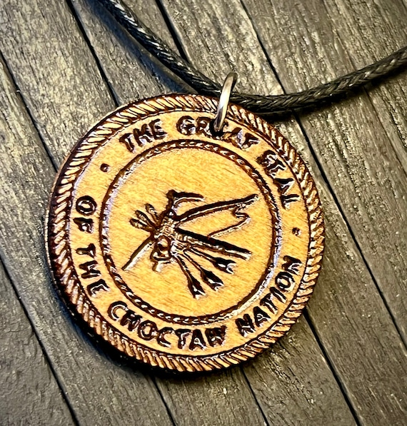 The Choctaw Nation Engraved Wood Charm Cord Necklace - Etsy