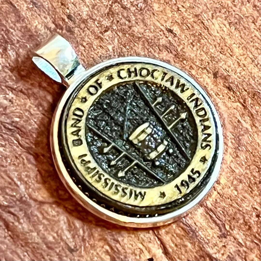 Mississippi Band of Choctaw Indians Symbol Wood Engraved Metal Bezel ...