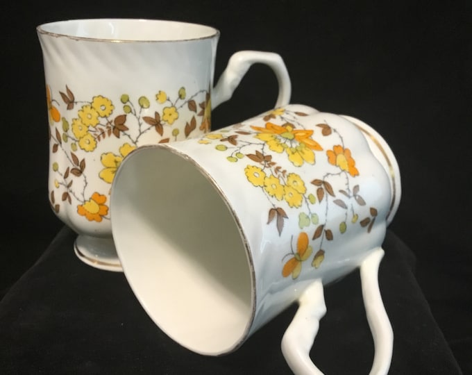 Vintage Hitkari Fine Bone China Floral Teacups, Set of Two, 70s Tea and ...
