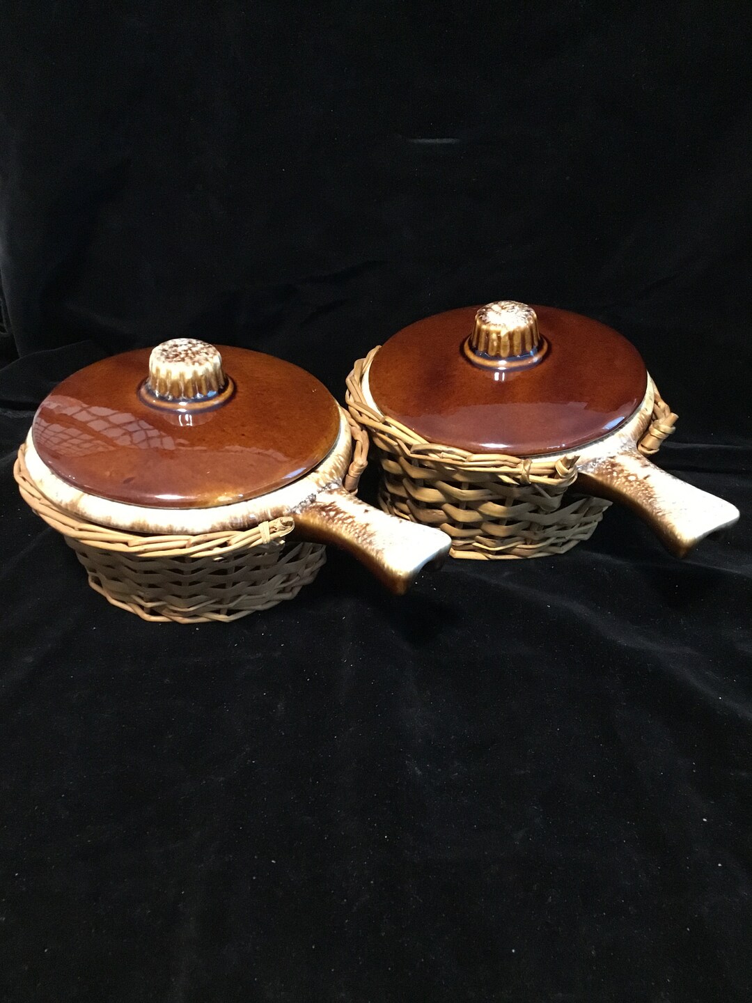 Hull Pottery Brown Drip French Onion Soup Bowls Set of TWO Hull Pottery ...