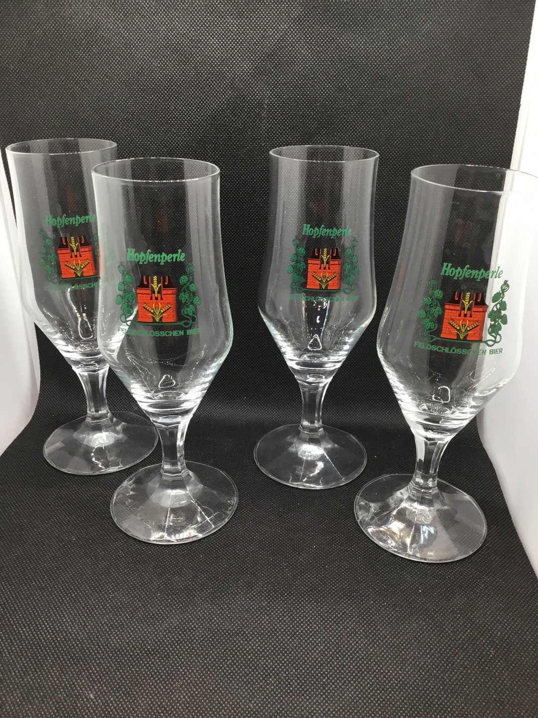 SET OF 4 Vintage Swiss Hopfenperle Special Feldschlosschen Bier Beer ...