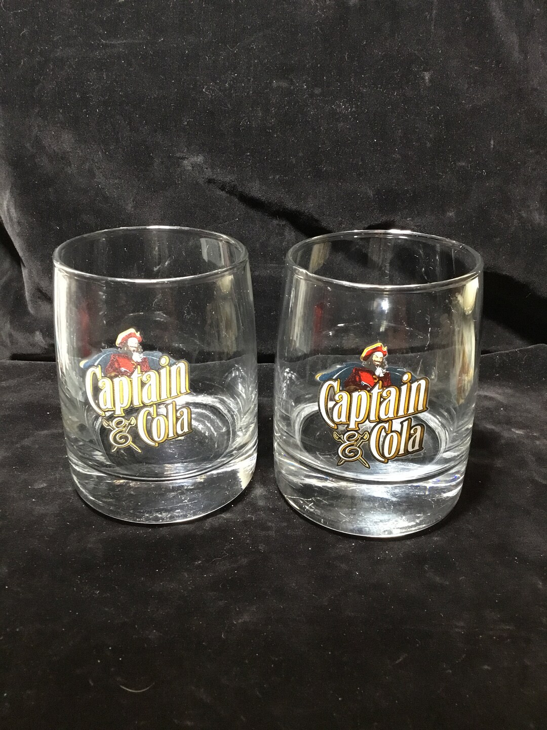 Vintage Captain & Cola Old Fashioned Glasses Set of 2 With Weighted ...