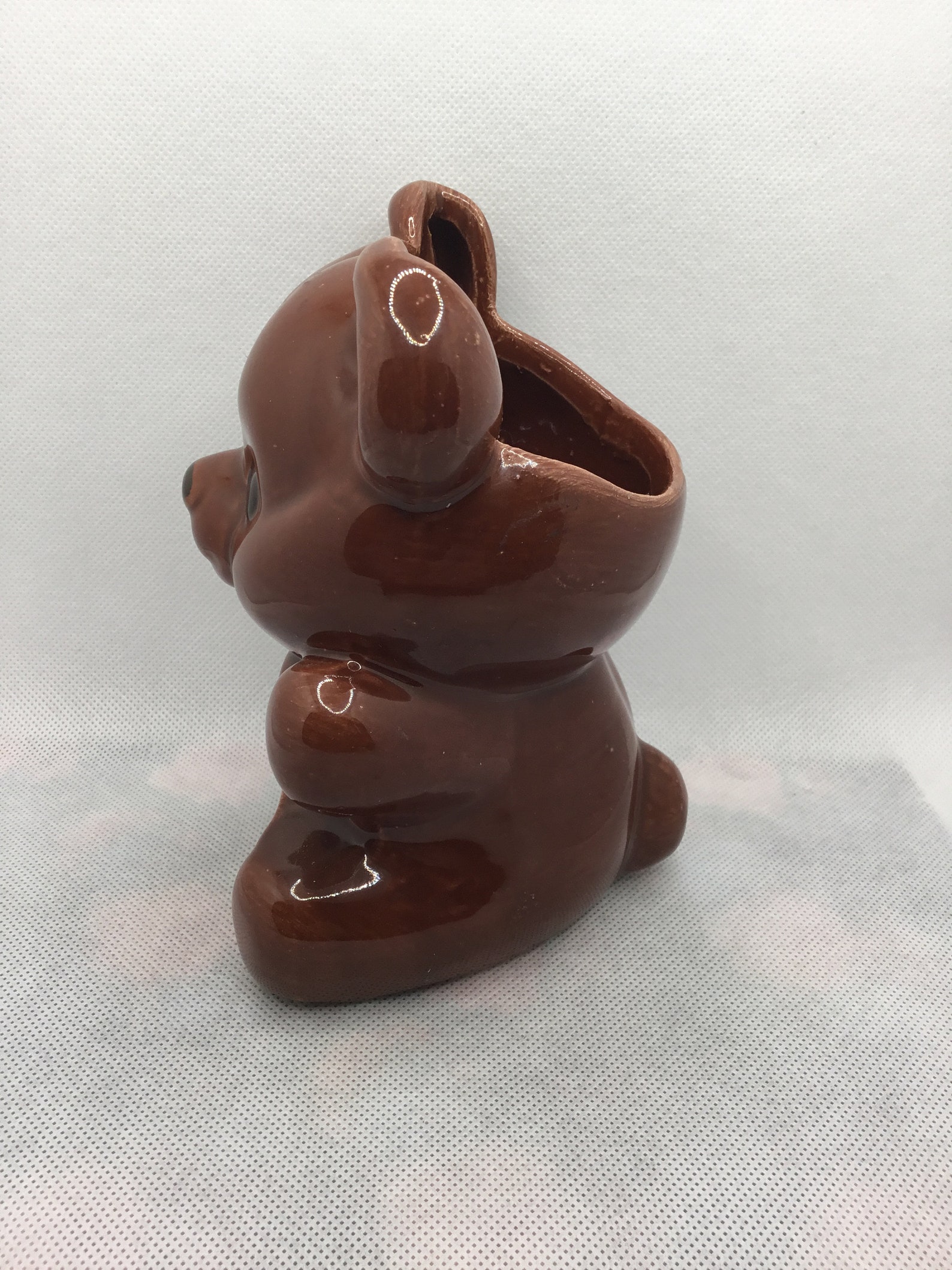 Vintage Brown Teddy Bear With Bow Ceramic Planter Vase Retro Indoor ...